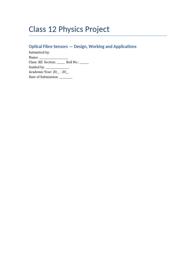 Optical Fibre Sensors Project Guide | PDF | Sensor | Optical Fiber
