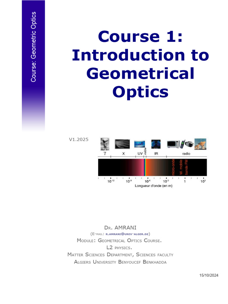 Geometric Optics Course Overview | PDF | Light | Optics
