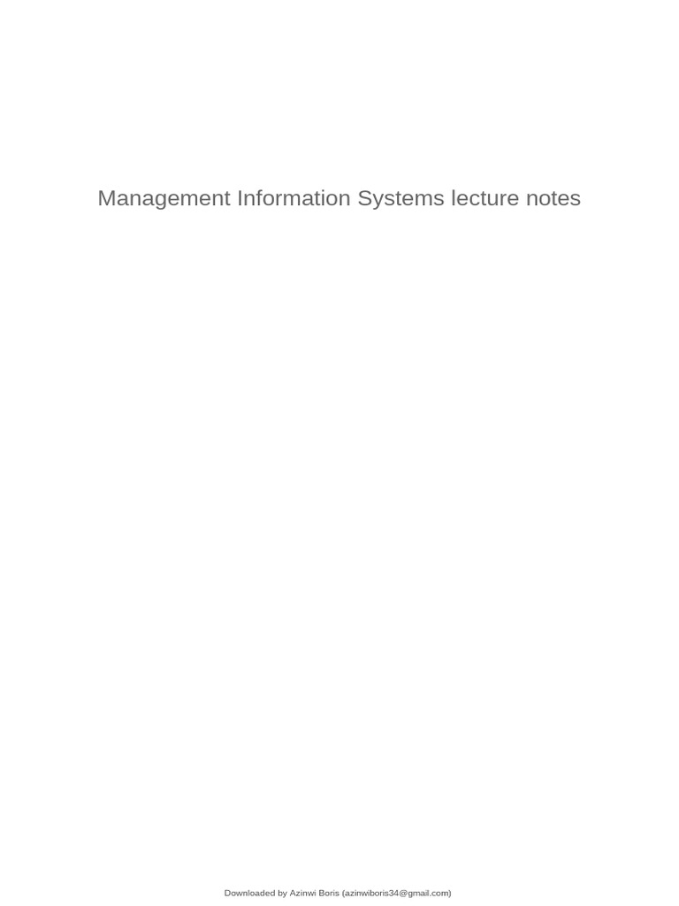 MIS Lecture Notes Overview | PDF | Databases | Relational Model