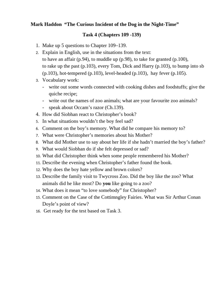 Mark Haddon Task 4 | PDF
