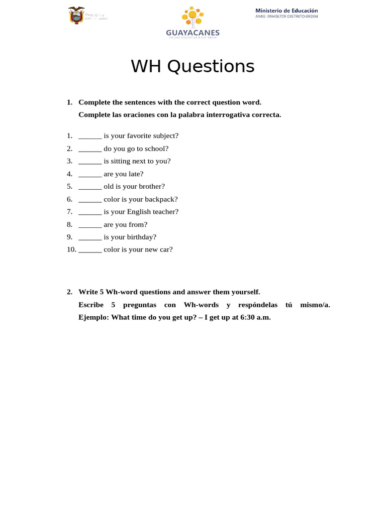 WH Questions | PDF