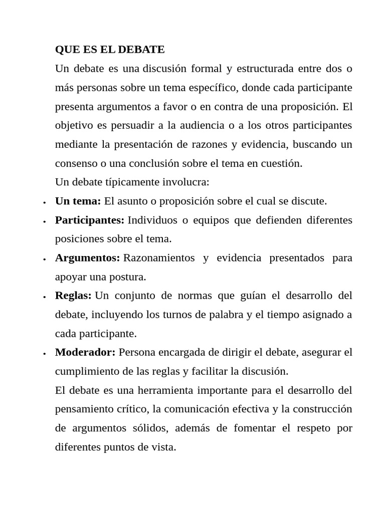 Que Es El Debate | PDF