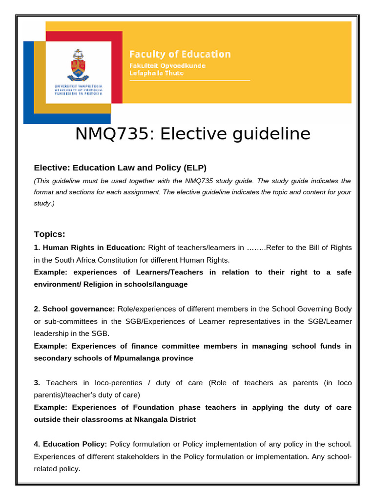 NMQ735 Elective Guideline Template - ELP | PDF
