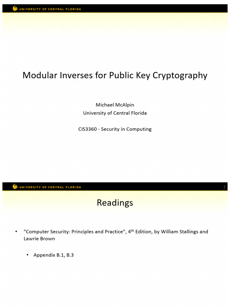 Modular Inverses in Cryptography | PDF | Elementary Mathematics ...