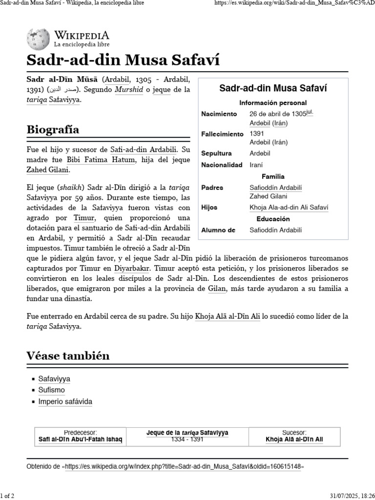 Sadr-ad-din Musa Safaví | PDF | Misticismo Islámico | Filosofía persa