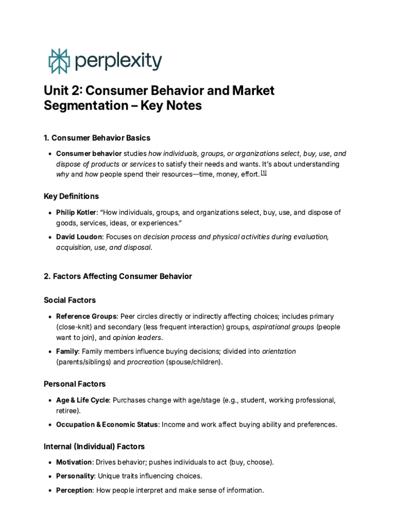 Consumer Behavior & Market Segmentation | PDF | Consumer Behaviour ...