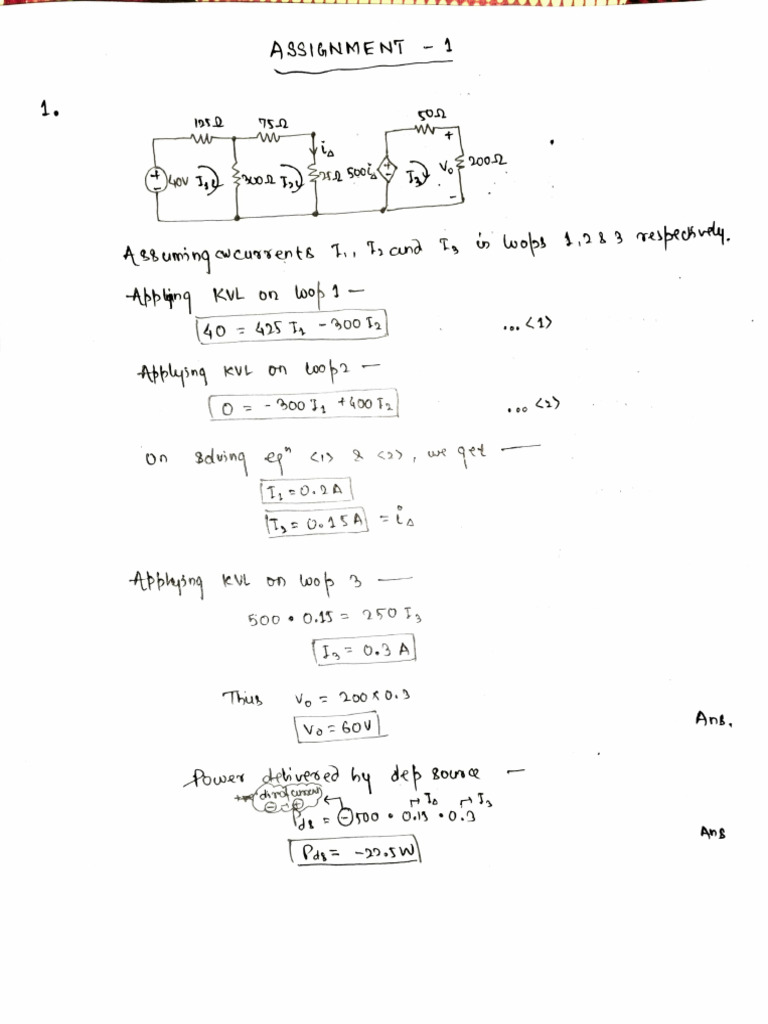 EE101 Assignment 1 | PDF