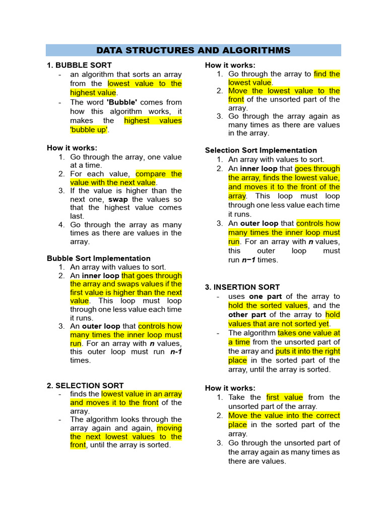 Sorting Algorithms Overview | PDF | Arithmetic | Algorithms And Data ...