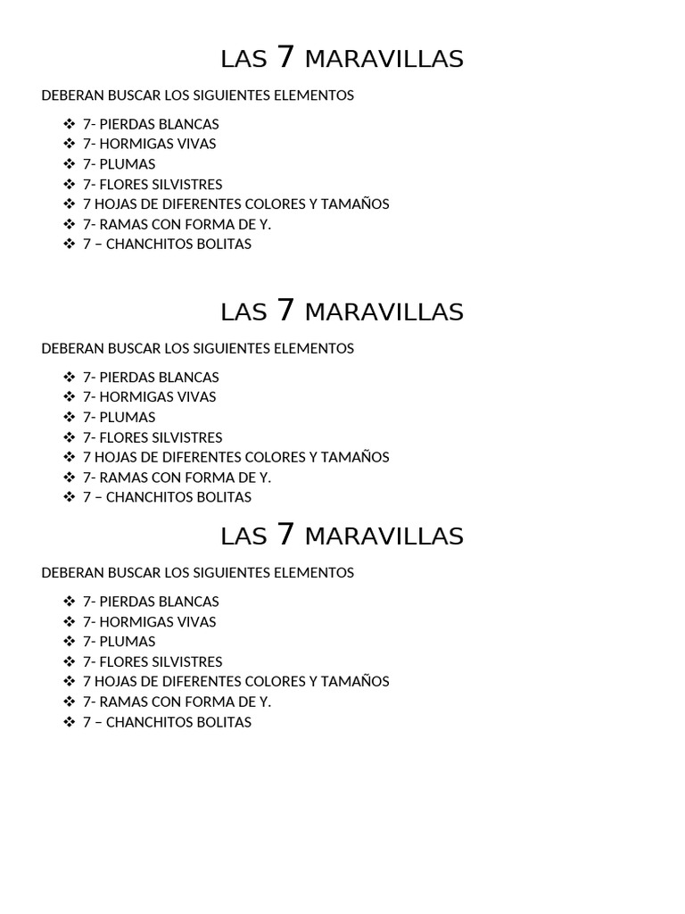 Elementos de las 7 Maravillas Naturales | PDF