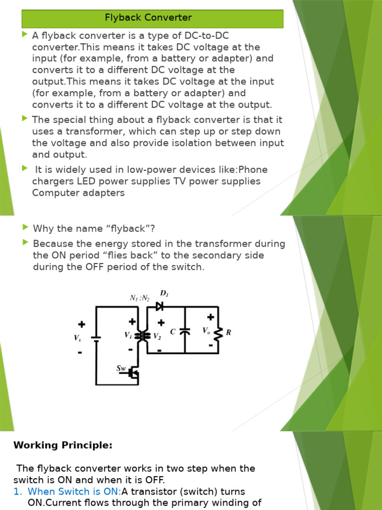 Overview of Flyback Converters | PDF | Power Supply | Transformer