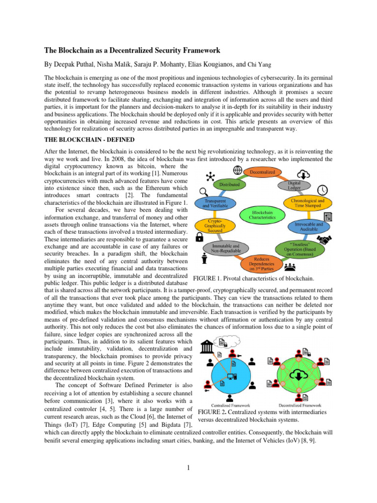 Blockchain As Decentralized Security Framework | PDF | Cryptography ...