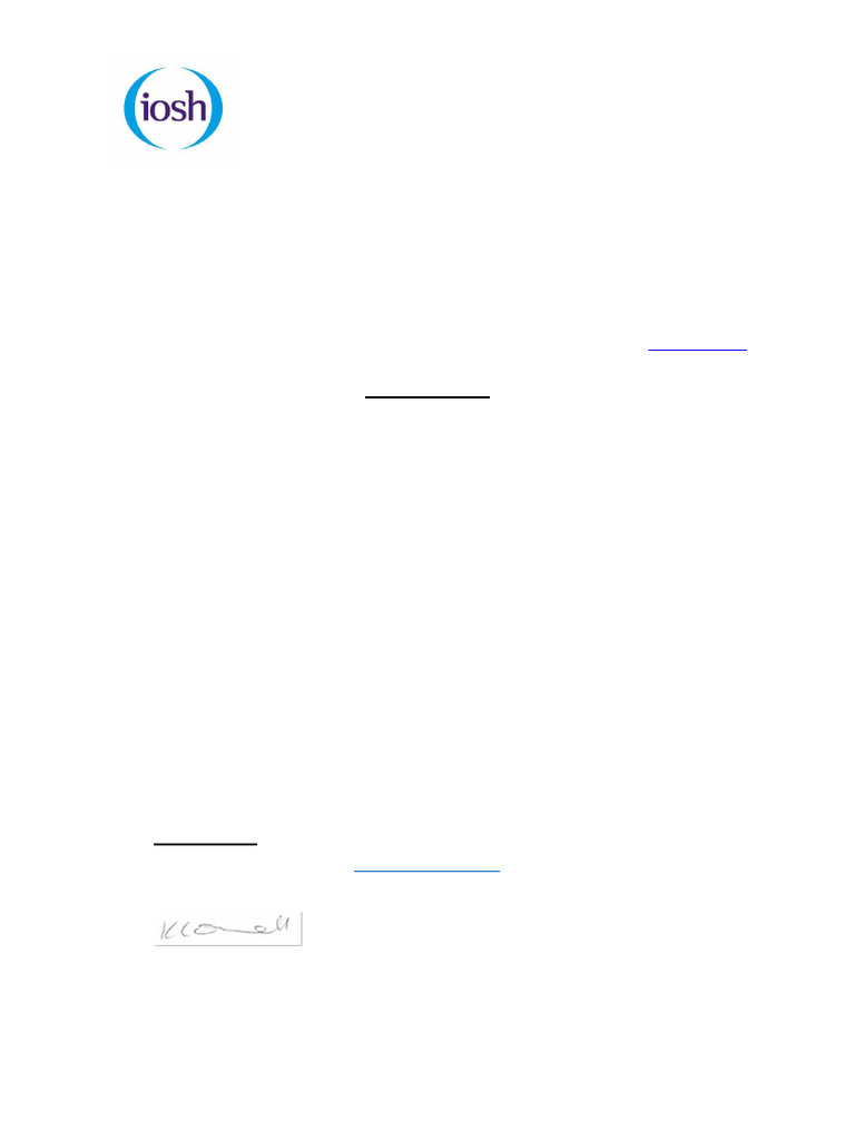 IOSH Bank Details With Signature | PDF