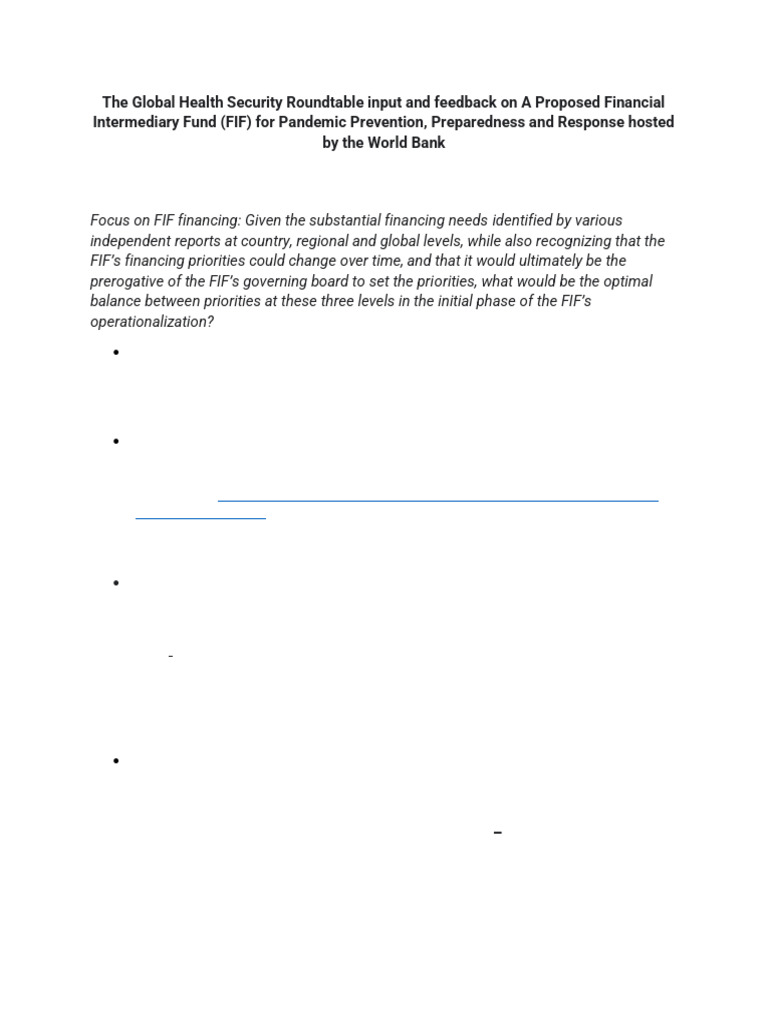 Health Global Health Security Roundtable | PDF | Governance | World ...