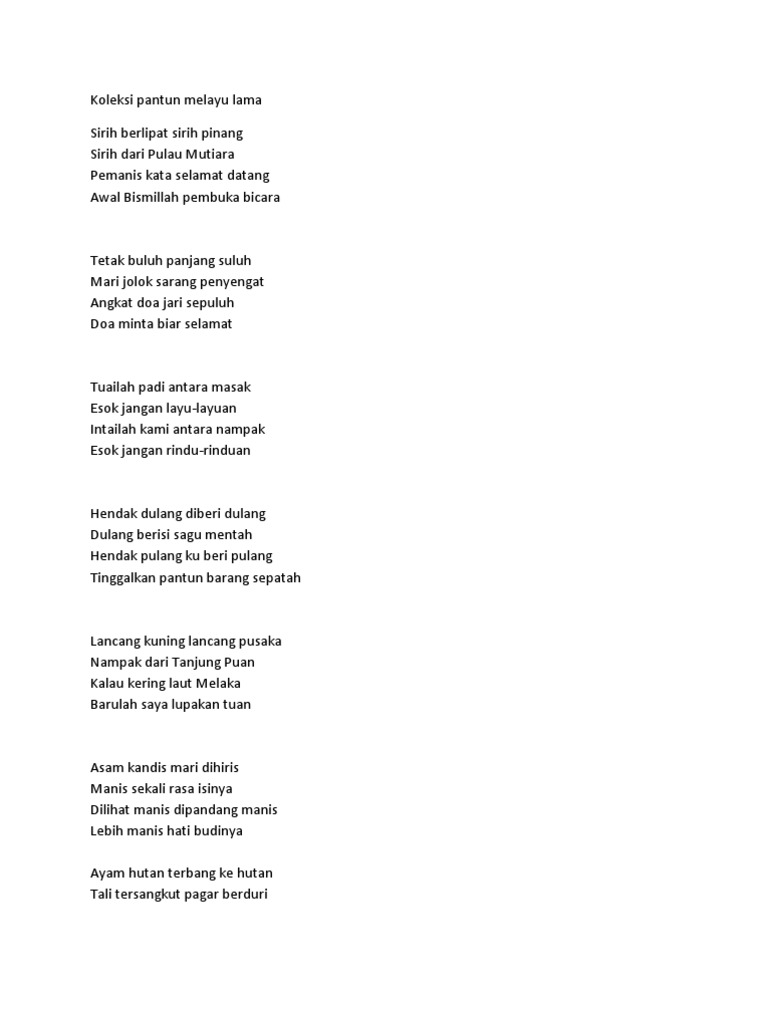 Koleksi Pantun Melayu Klasik | PDF