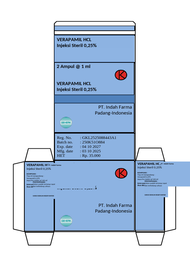 Verapamil HCl Injeksi 0,25% - Info Produk | PDF