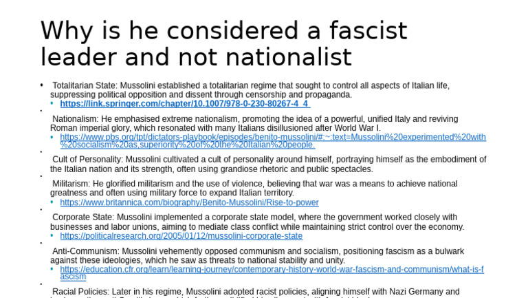 Why Is He Considered A Fascist Leader and | PDF
