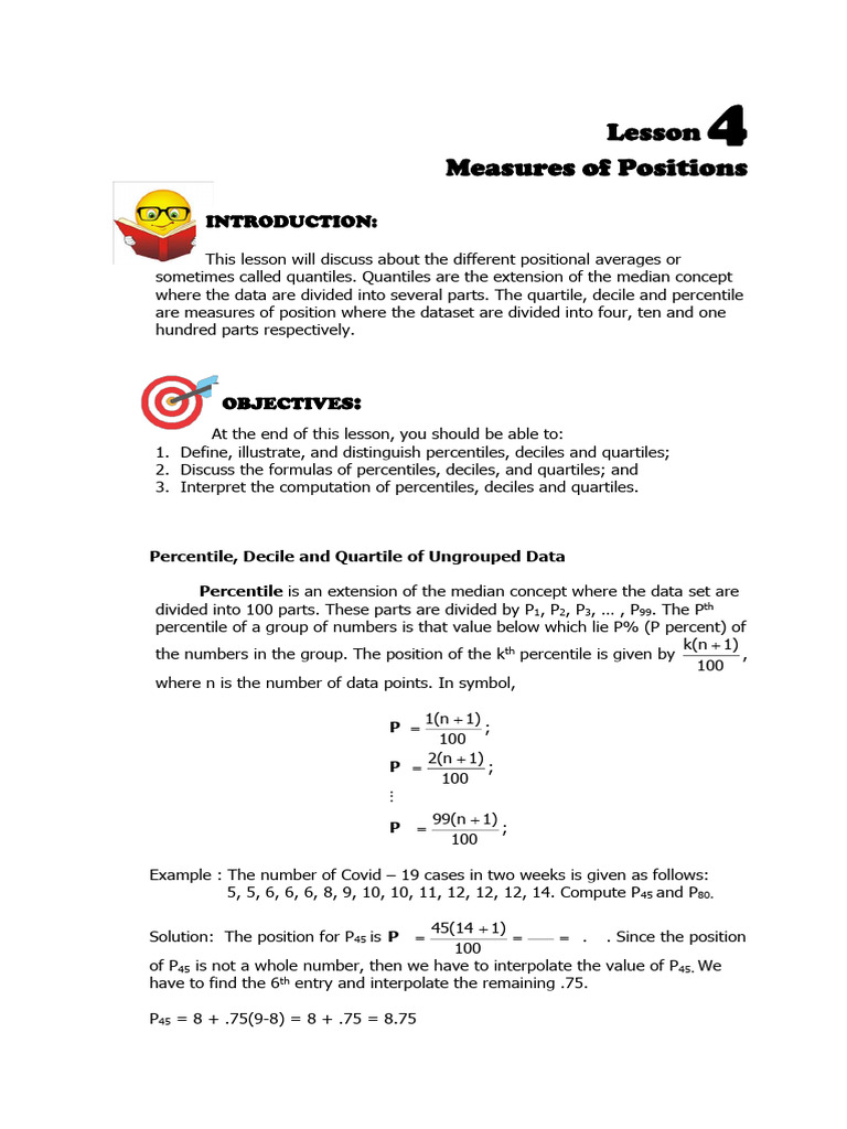 Lesson 4 - Measures of Positions | PDF | Quartile | Quantile