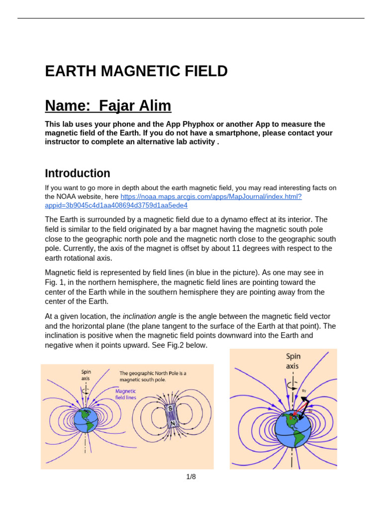 Lab 10 Measuring The Earth Magnetic Field | PDF | Magnetic Field ...