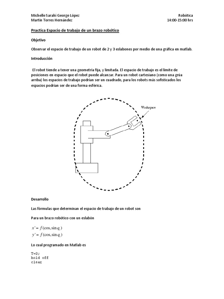 Practica Espacio de Trabajo de Un Robot | PDF