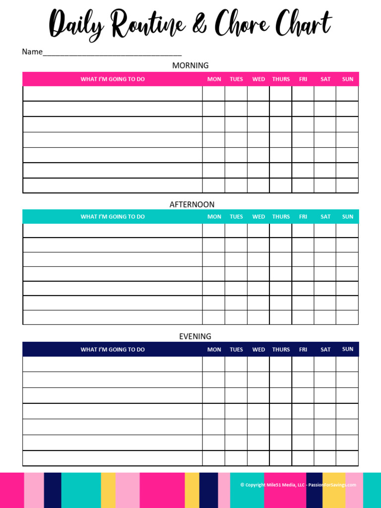 Adult Daily Routine & Chore Chart | PDF