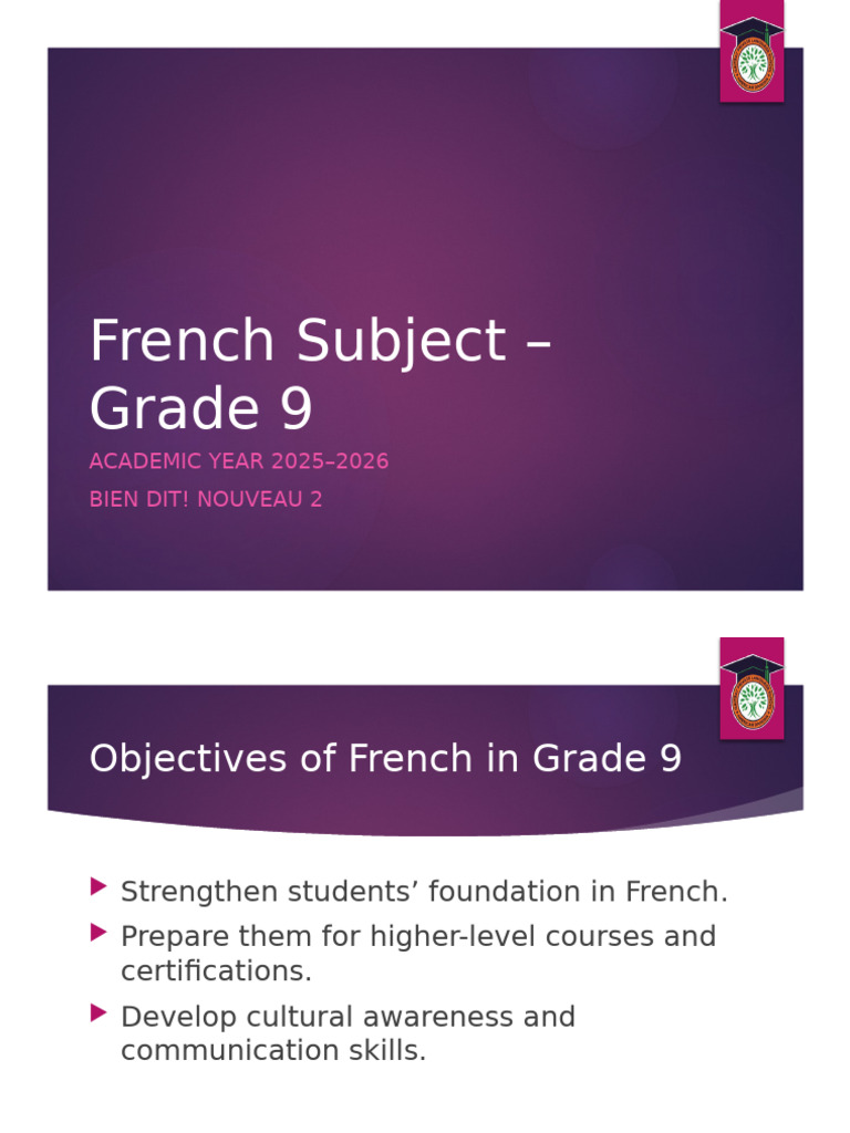 French Grade9 Orientation | PDF