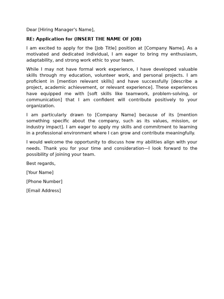 Application from a Non-Experienced Candidate | PDF