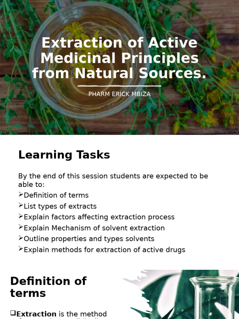 Active Drug Extraction Methods Explained | PDF | Solvent | Acetic Acid