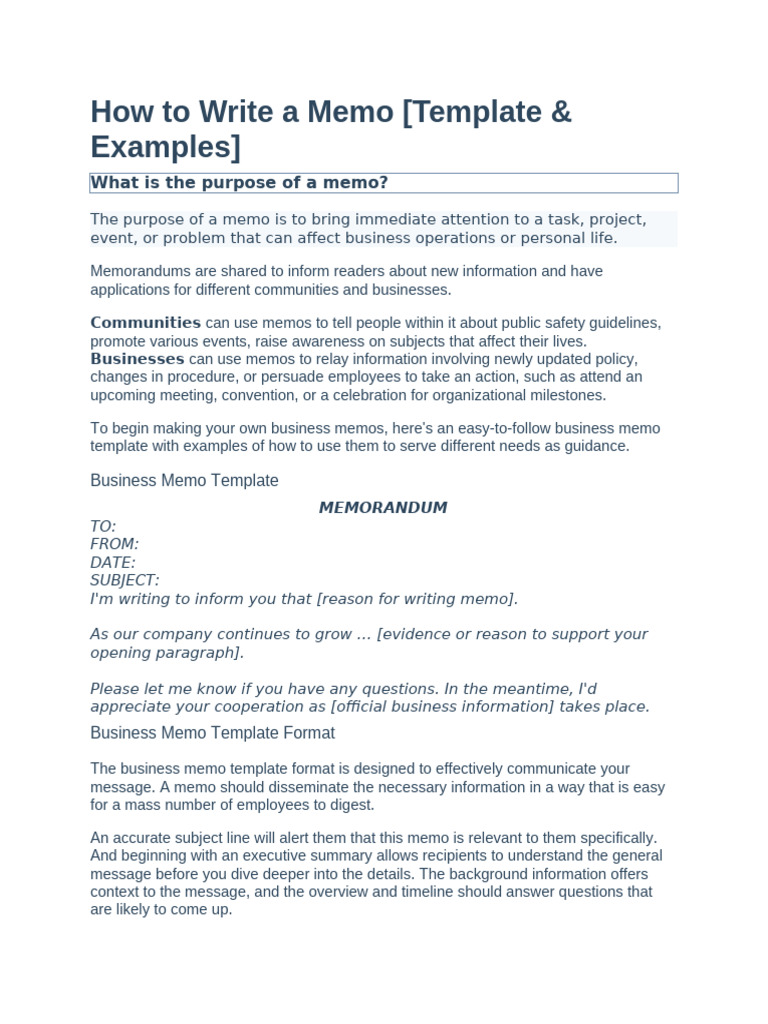 Effective Memo Writing Guide | PDF | Memorandum | Human Communication