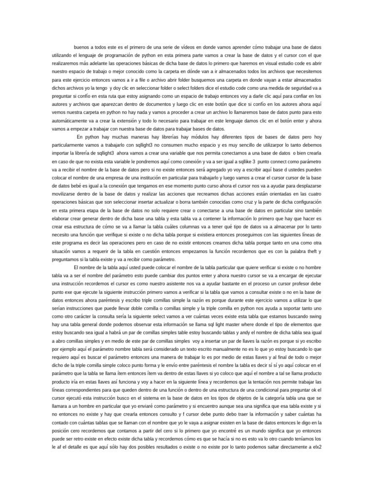 Como Crear Base de Dato en Python | PDF | Bases de datos | SQL