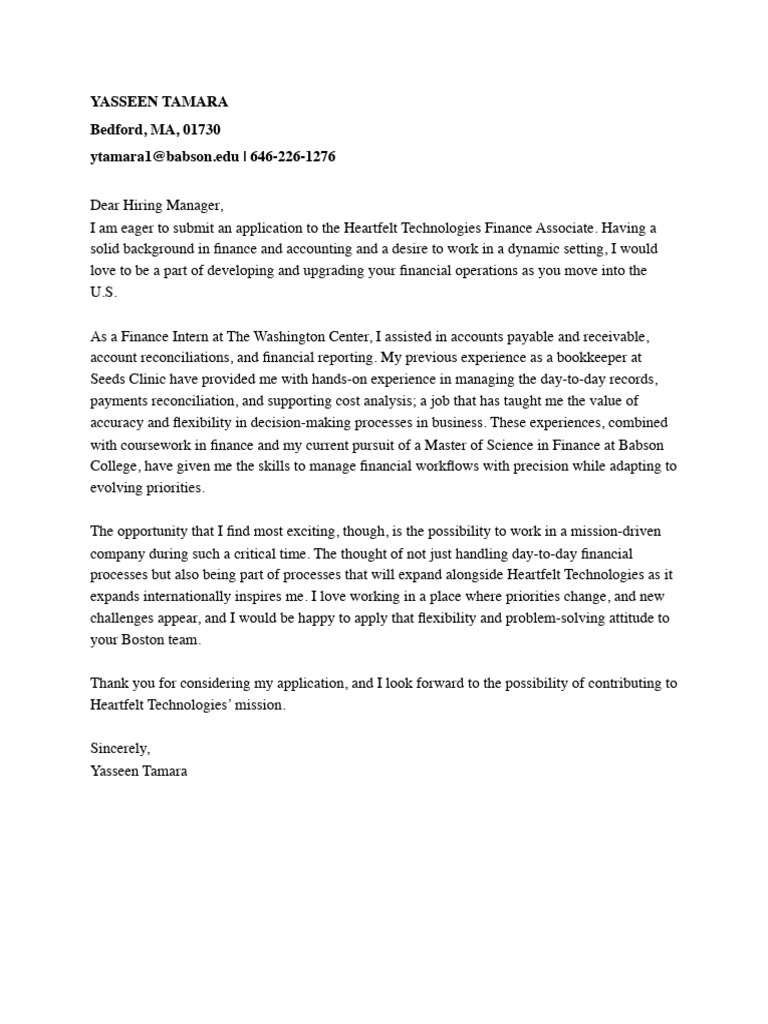 Heartfelt Cover Letter | PDF