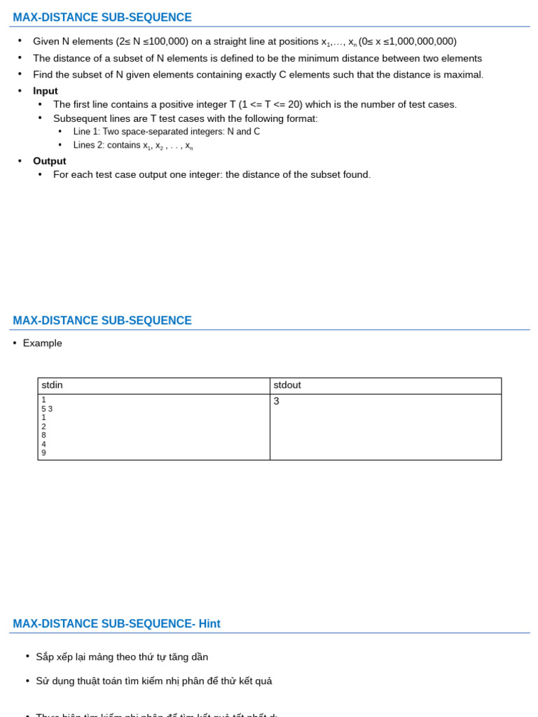 Max Distance Sub Sequence | PDF