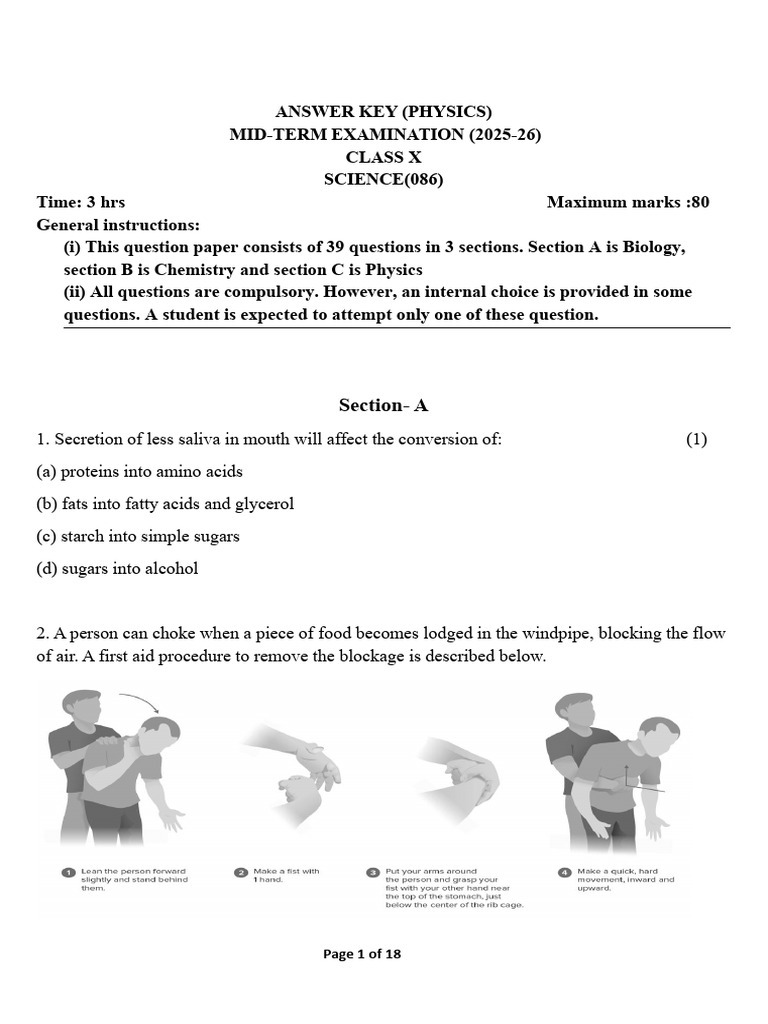 Class X Physics Mid-Term Exam Answer Key | PDF | Scattering | Sodium ...