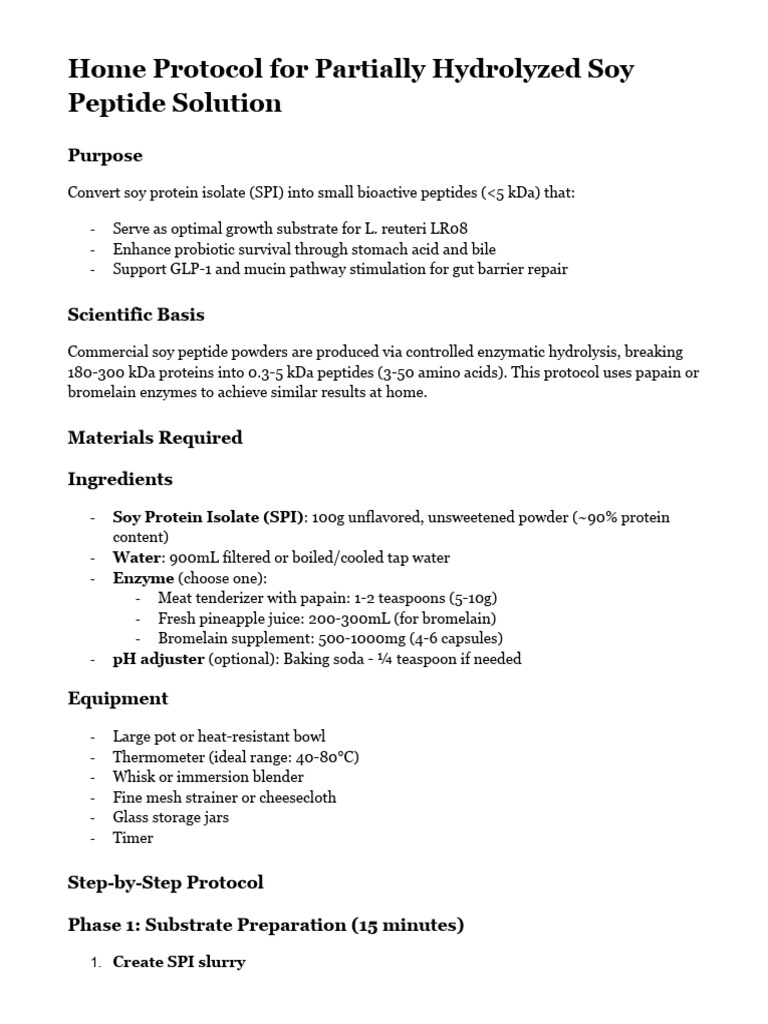 Partially Hydrolyzed Soy Peptide Solution - Kitchen Method | PDF ...