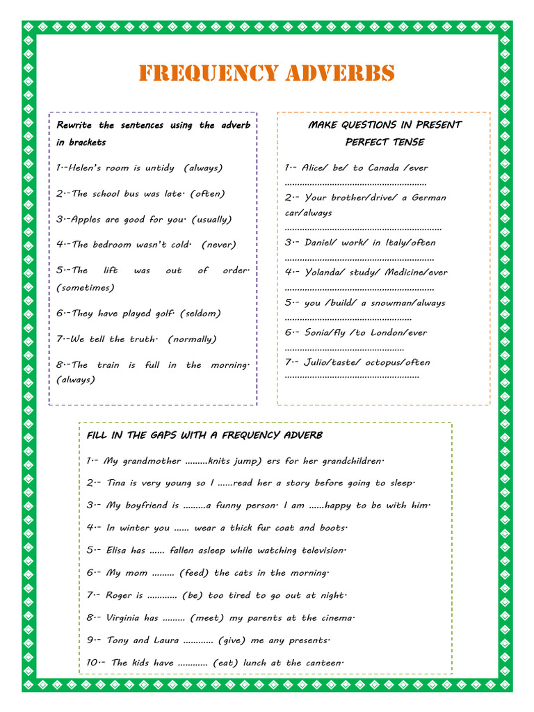 Frequency Adverbs Grammar 5 | PDF