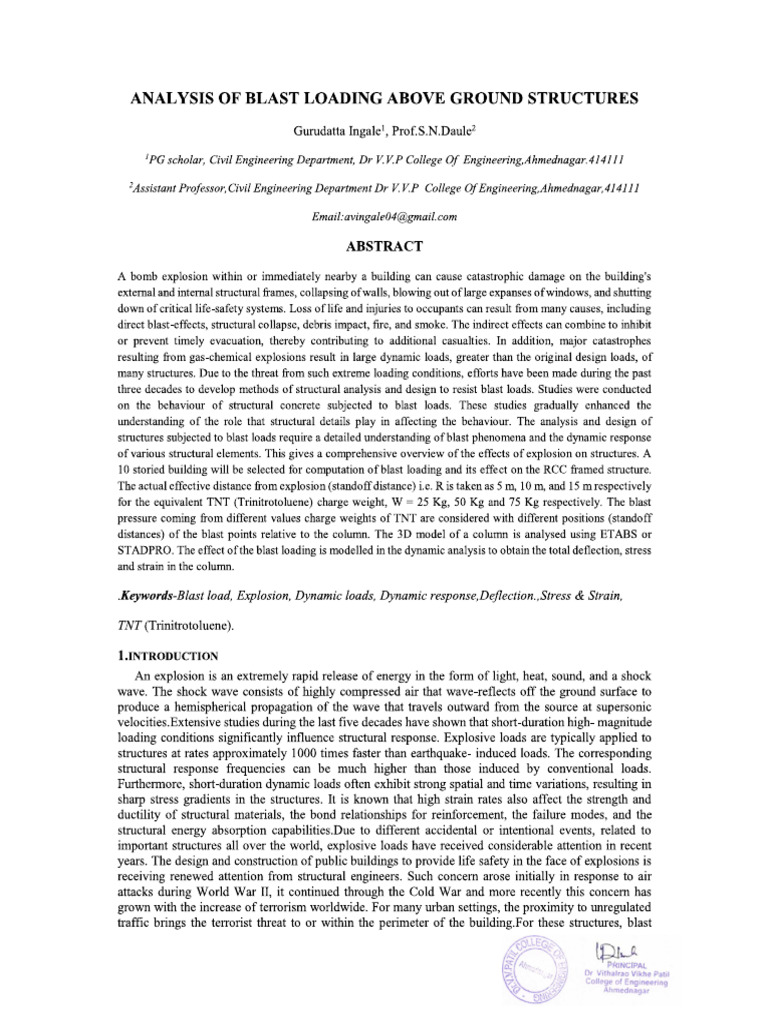 Analysis of Blast Loading Above Ground Structures | PDF