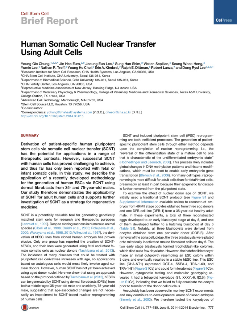 Article Cell Stem Cell | PDF | Embryonic Stem Cell | Reproduction
