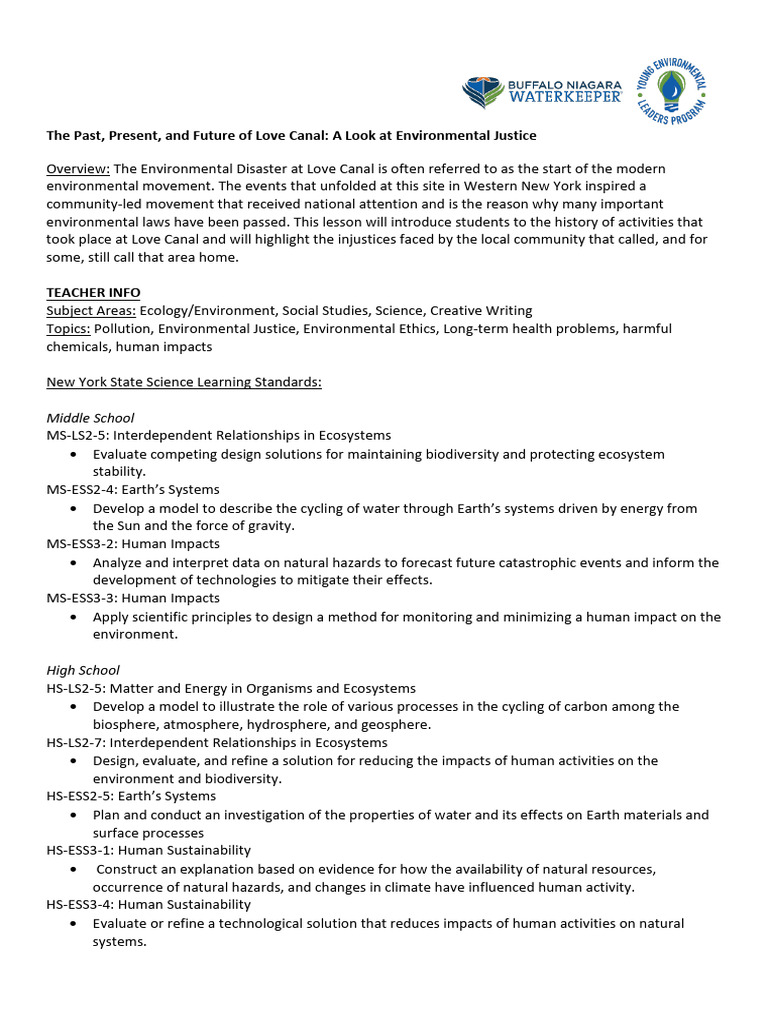 Love Canal Lesson Plan FINAL | PDF | Superfund | Natural Environment
