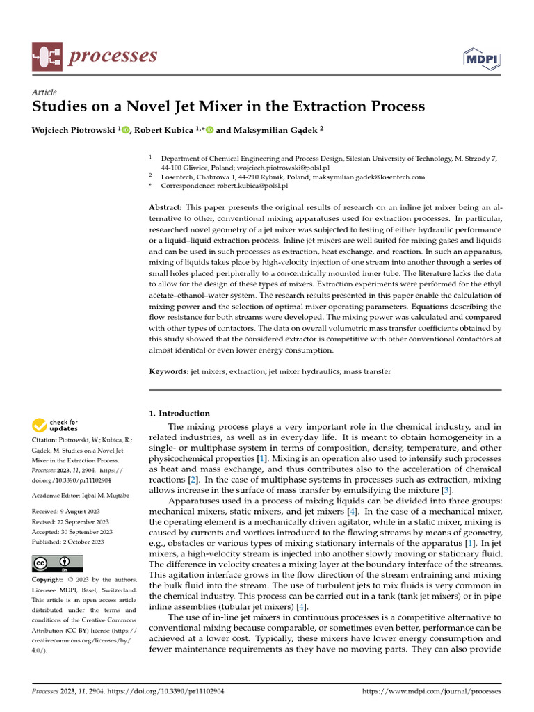 Studies On A Novel Jet Mixer in The Extraction Pro | PDF | Titration ...