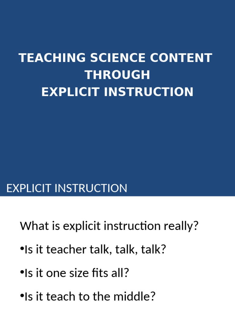 Lec PPT On Explicit Instruction in Teaching Science Content - 111 | PDF ...