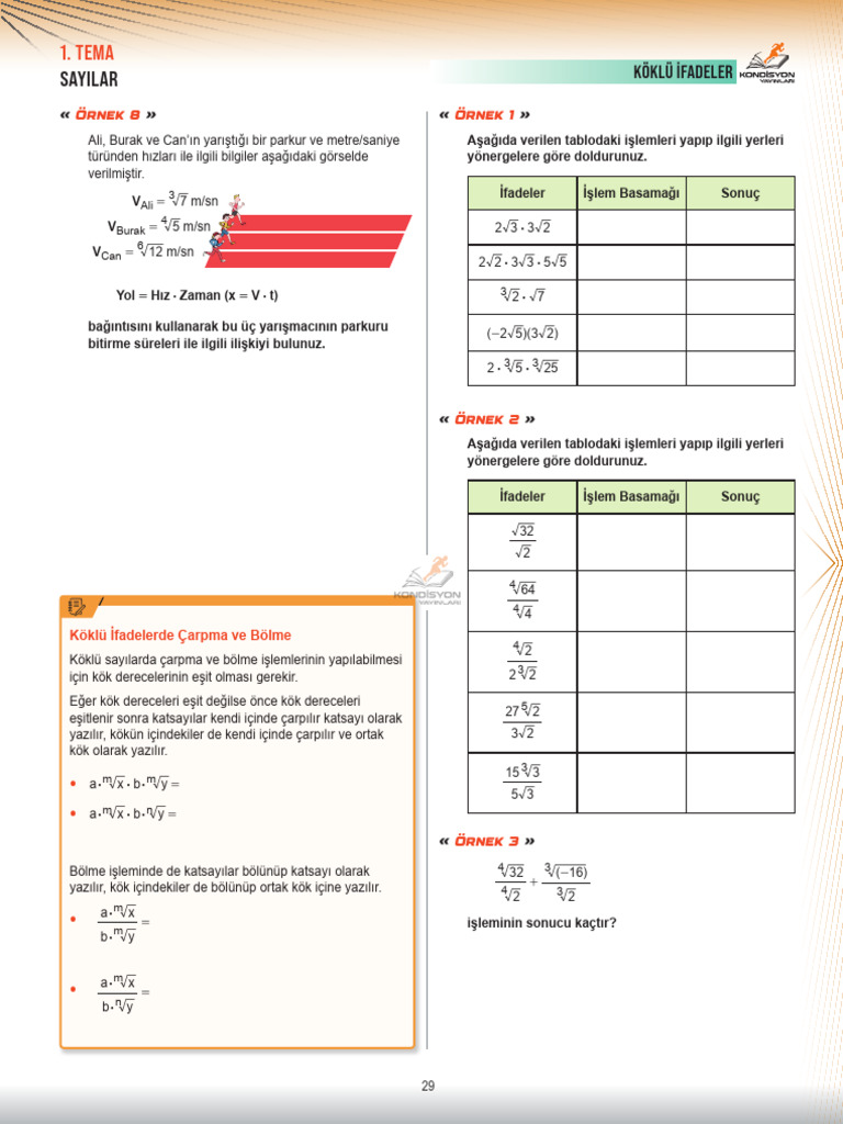 9.sinif 1.tema SAYILAR 6 Ders | PDF