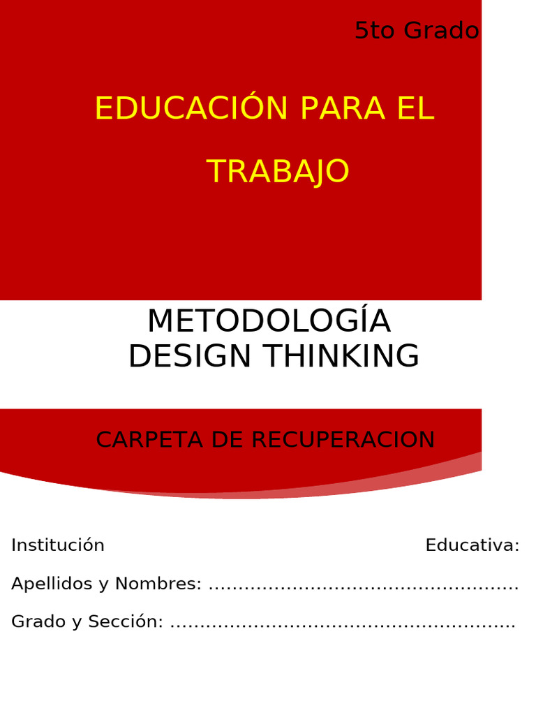 Ept - 5° - Grado - Carpeta de Recuperacion | PDF | El pensamiento de diseño | Cognición