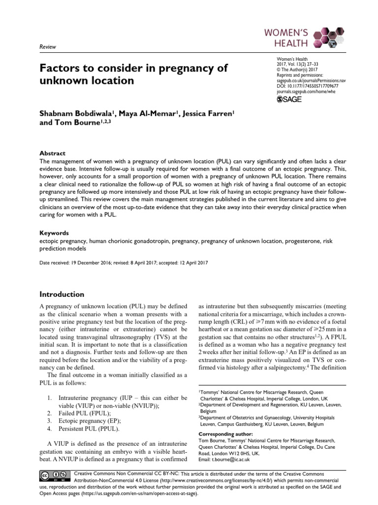 Managing Pregnancy of Unknown Location | PDF | Pregnancy | Miscarriage