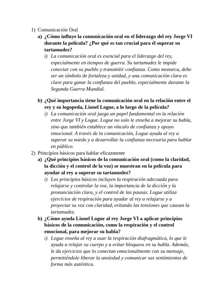 Preguntas de La Pelicula | PDF | Tartamudeo | Sicología