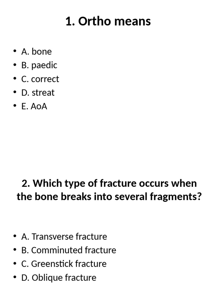 7th Semester Test Fractures and Healing | PDF | Anatomy | Clinical Medicine