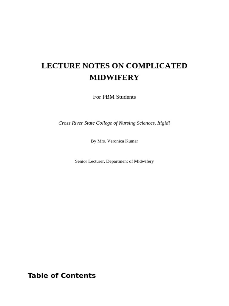 Spark-Lecture Notes On Complicated Midwifery | PDF | Childbirth ...