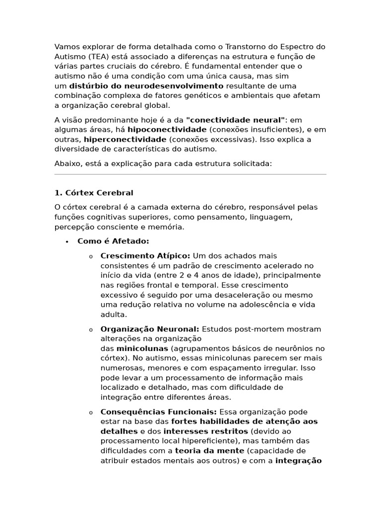 Partes Do Cérebro Afetadas Pelo Tea | PDF | Autismo | Cérebro