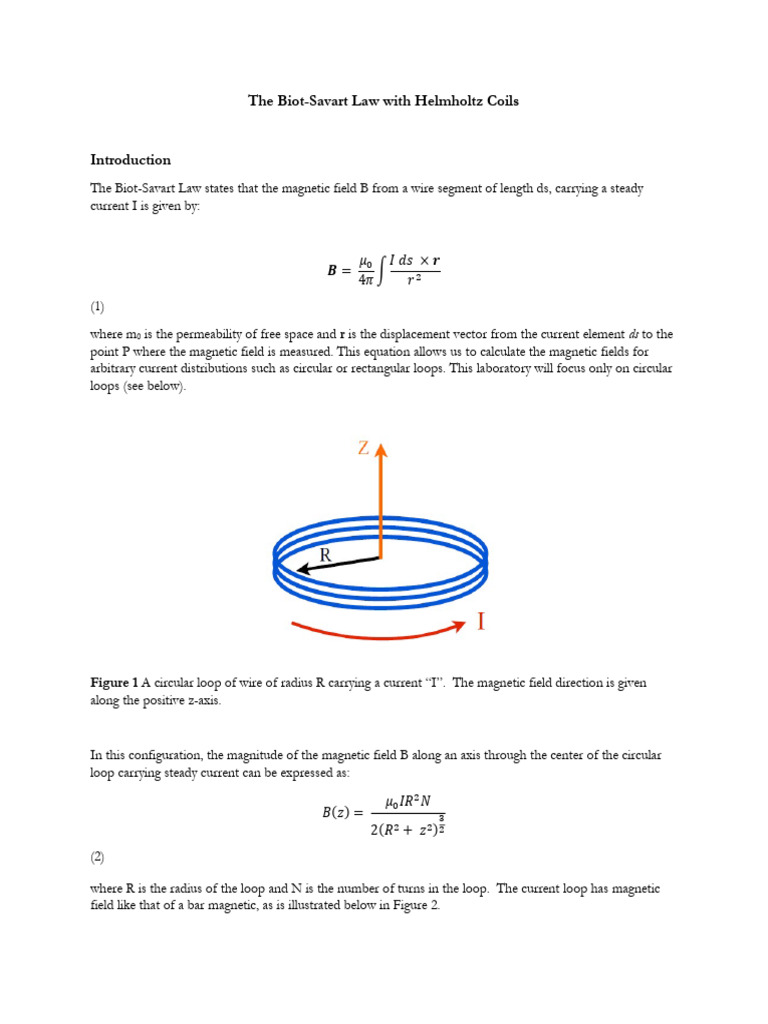EM Laboratory 4 - Biot Savart Updated | PDF | Magnetic Field | Errors And Residuals