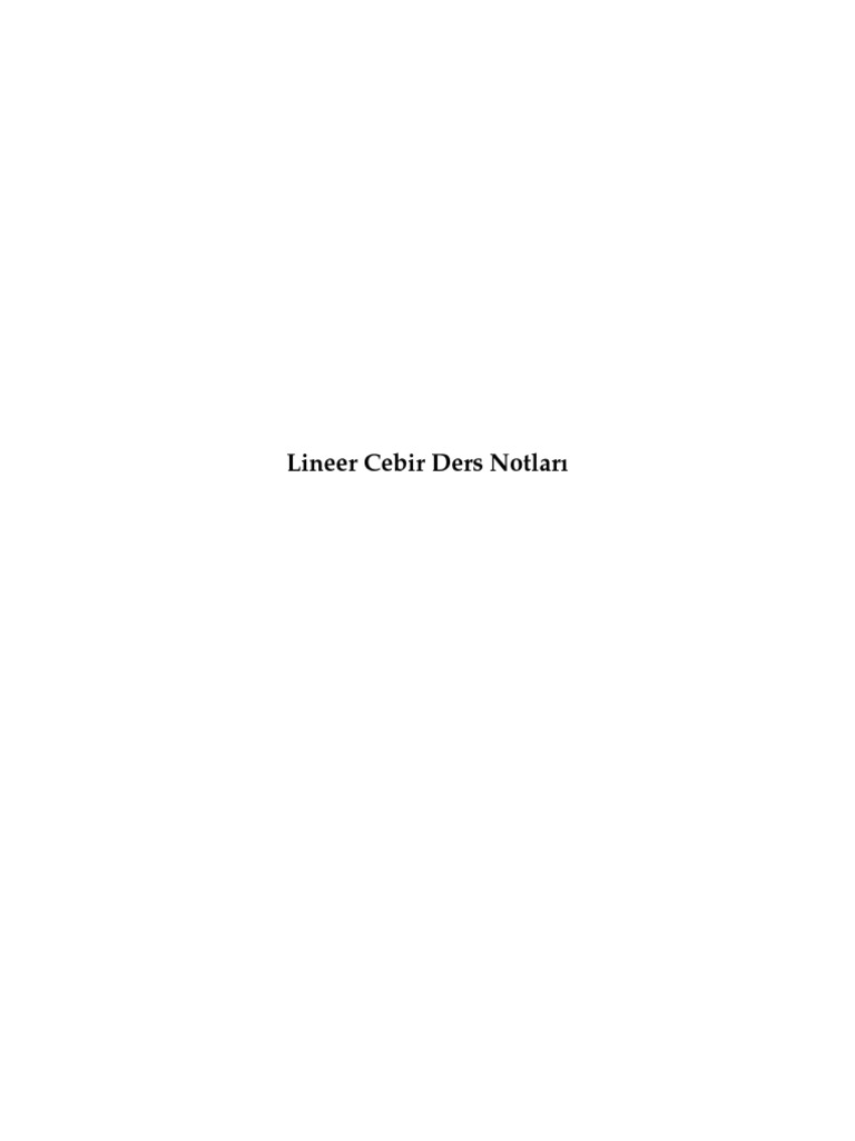 Lineer Cebir Ders Notları | PDF