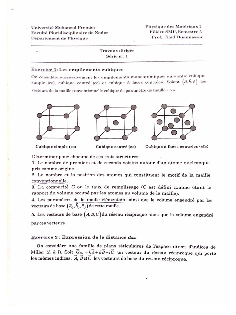 Physiq Materiaux Tds Corrig-2 | PDF