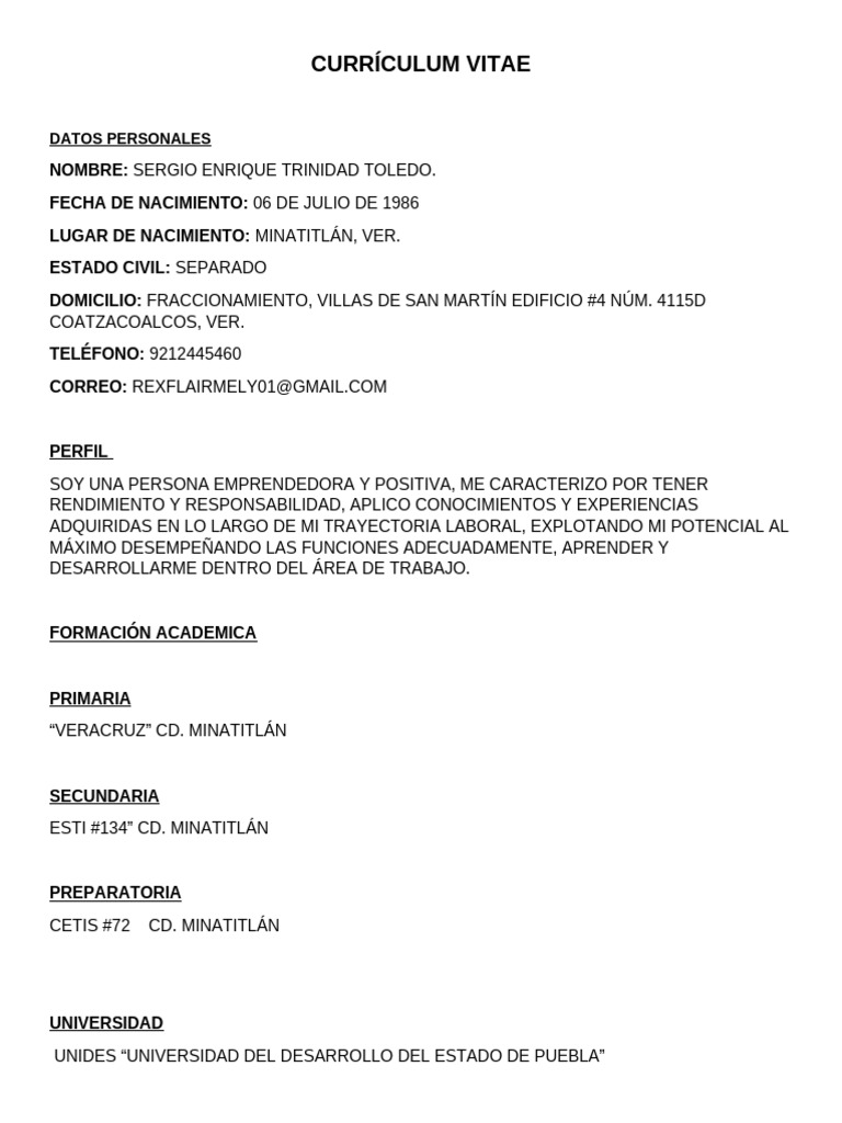 Currículum Vitae Sergio | PDF